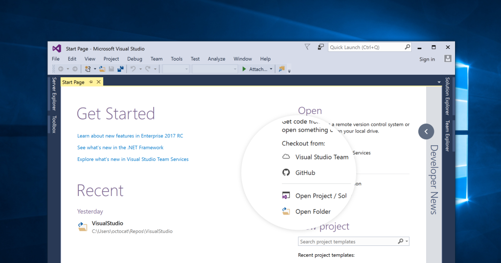 GitHub Extension now supports Visual Studio 2017 RC - The GitHub Blog