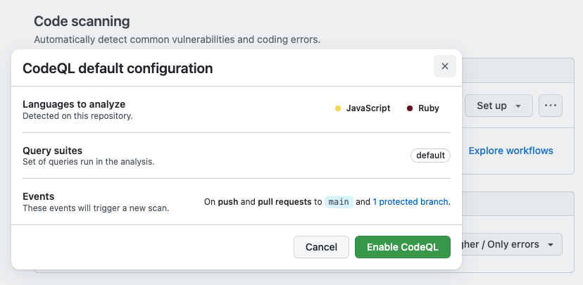 Default Setup A New Way To Enable Github Code Scanning The Github Blog