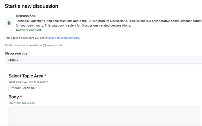 Category Forms on GitHub Discussions - GitHub Changelog