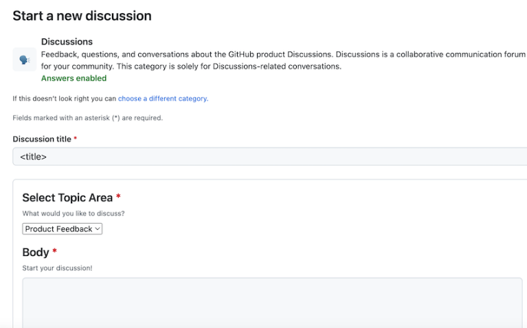 Category Forms on GitHub Discussions - GitHub Changelog