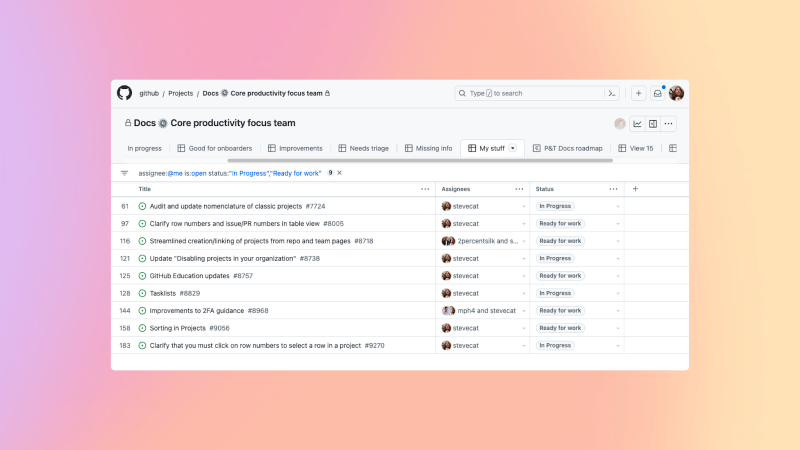 How The Github Docs Team Uses Github Projects The Github Blog 3725