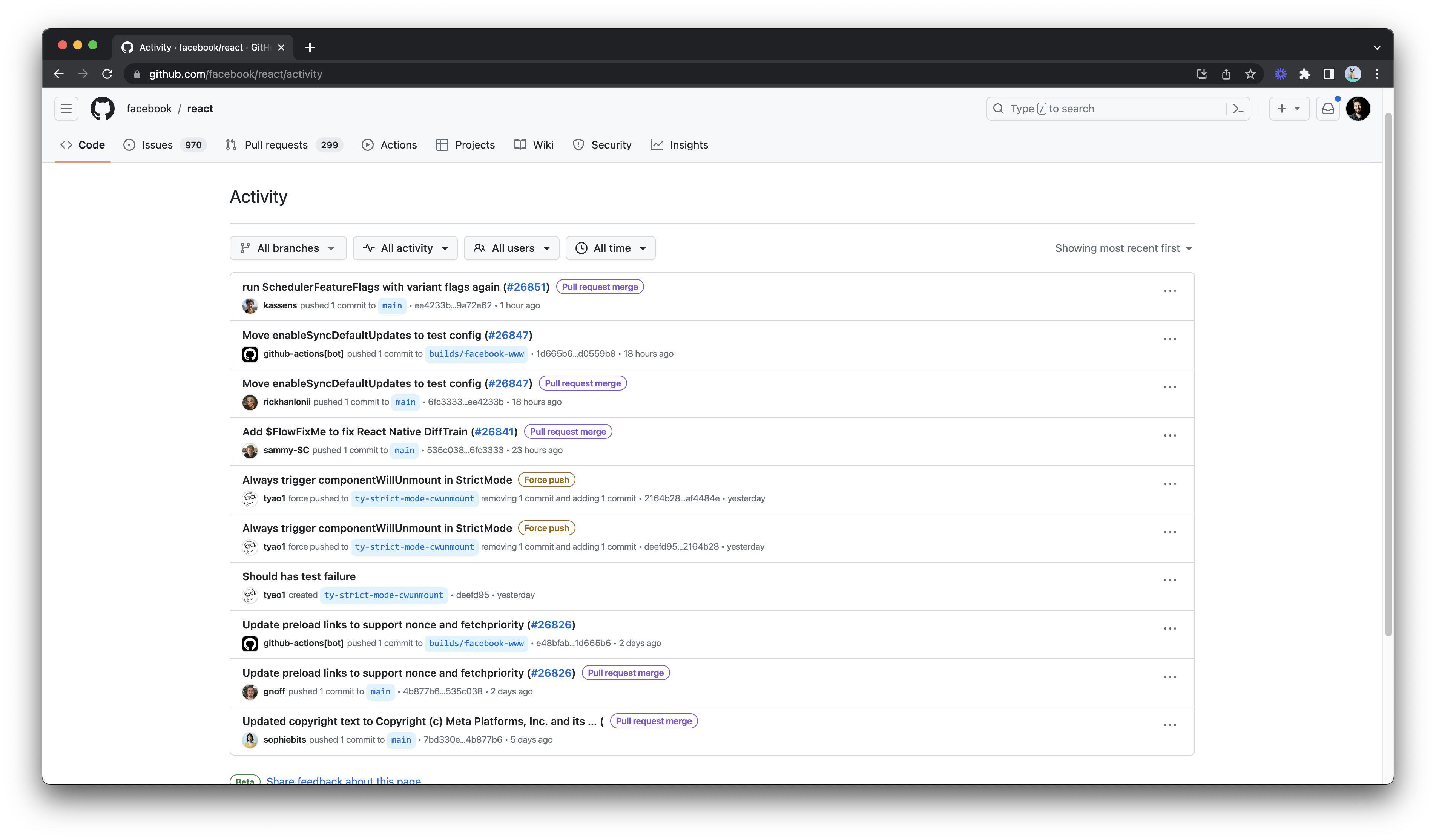 View repository pushes on the new activity view - GitHub Changelog