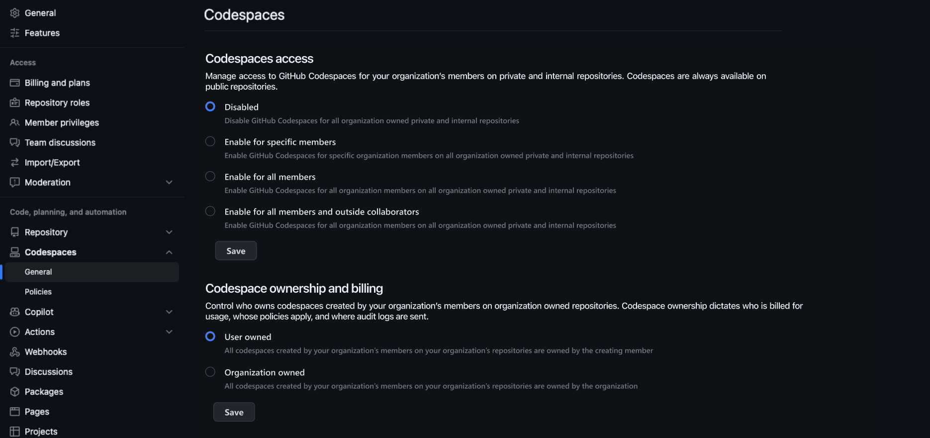 Upcoming Changes to Codespaces Access, Ownership, and Billing Settings - GitHub Changelog