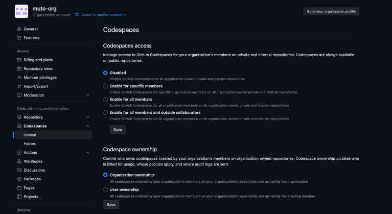 Codespaces Access and Ownership Settings - GitHub Changelog