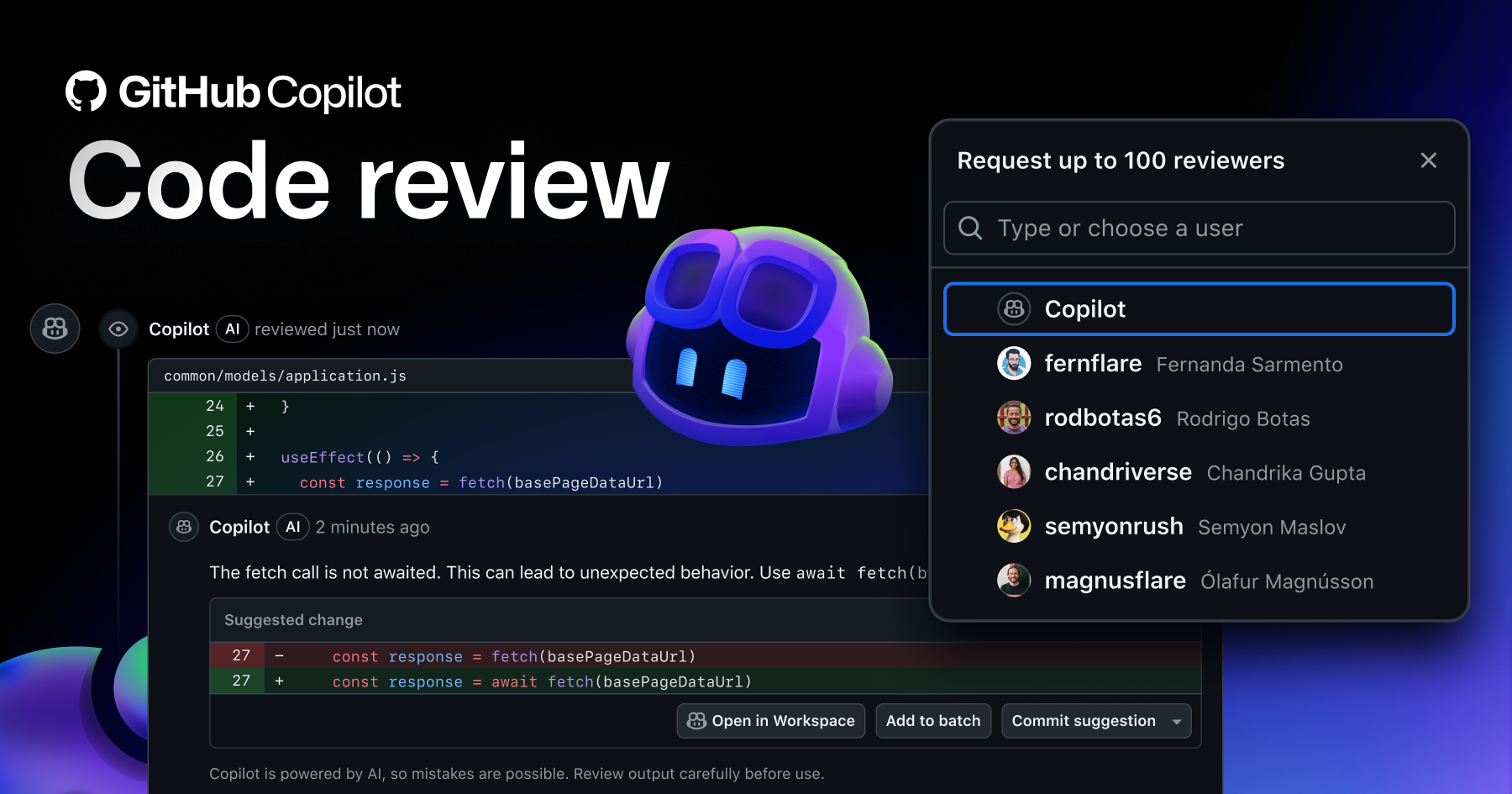 GitHub Copilot code review in GitHub.com (private preview) - GitHub Changelog