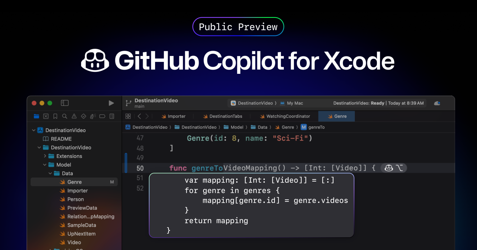 GitHub Copilot code completion in Xcode is now available in public preview - GitHub Changelog