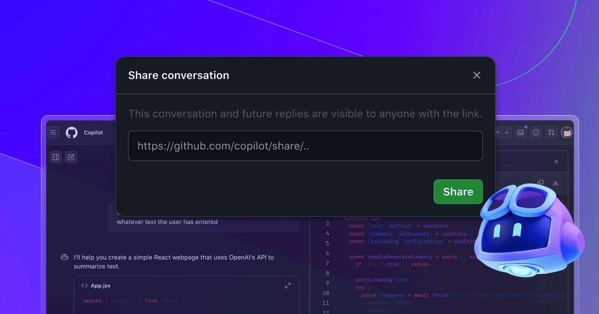 Share Copilot Chat conversations in public preview - GitHub Changelog