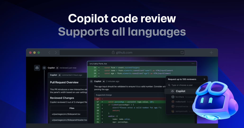 Copilot Code Review now supports all languages in public preview - GitHub Changelog