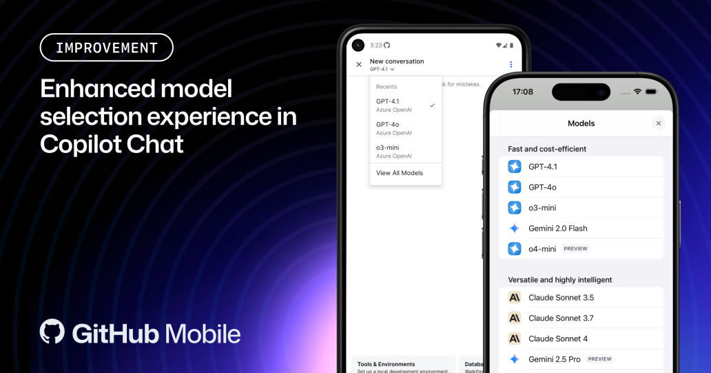 Enhanced model selection experience in Copilot Chat on GitHub Mobile - GitHub Changelog