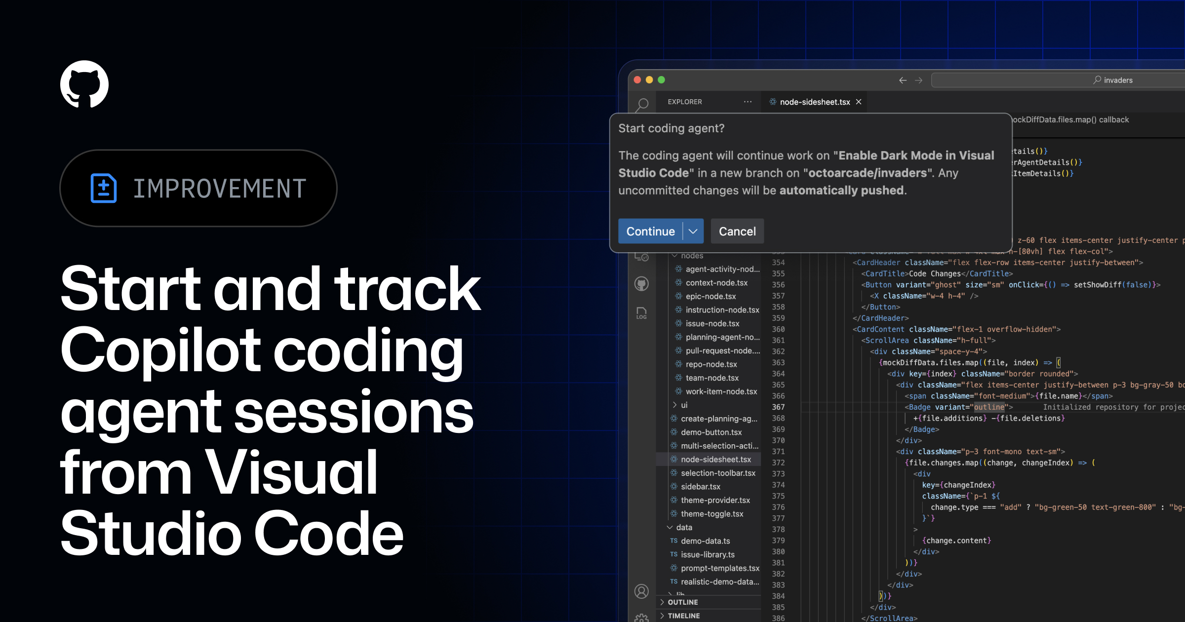 Start and track GitHub Copilot coding agent sessions from Visual Studio Code - GitHub Changelog