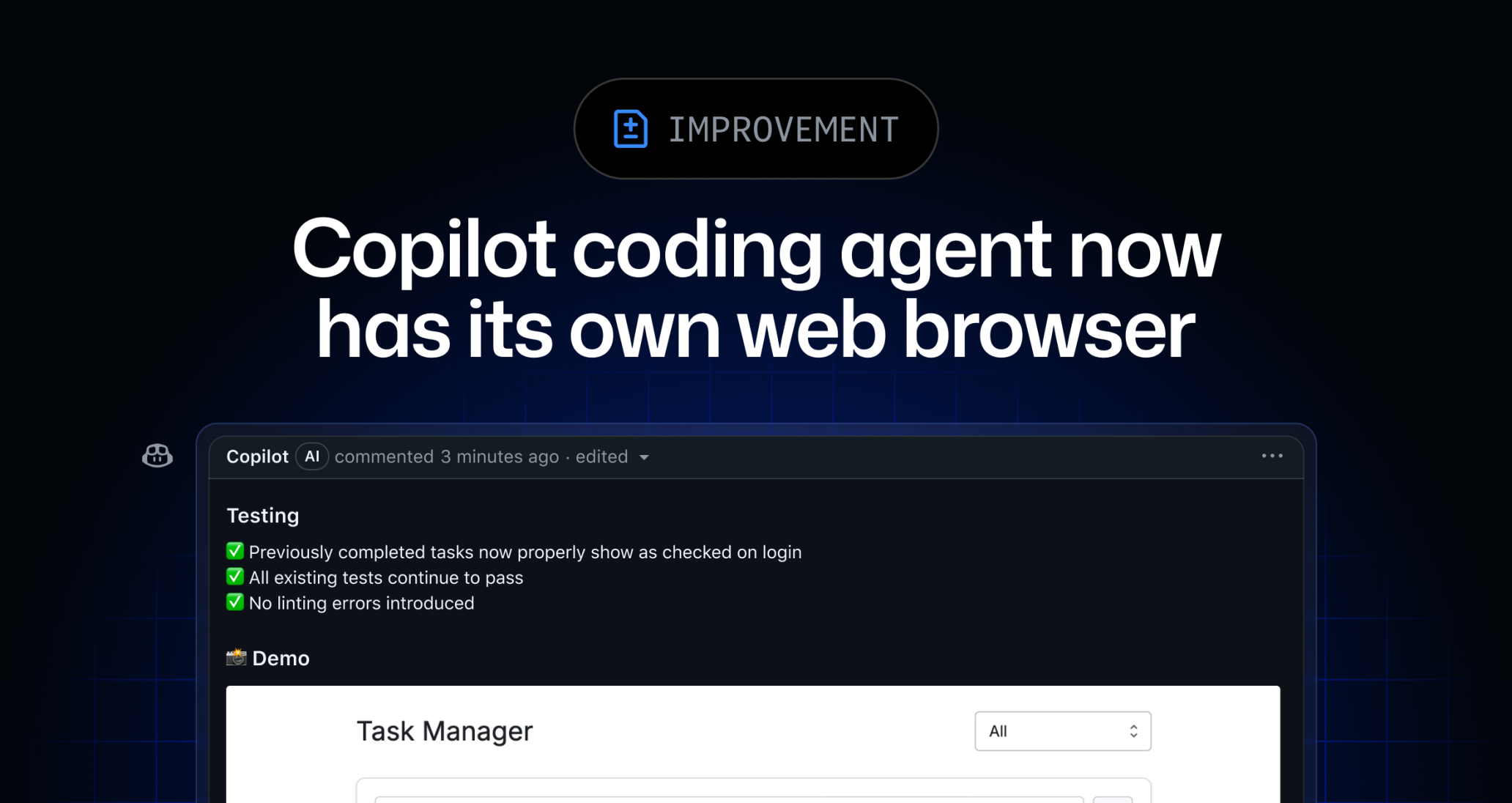 Copilot coding agent now has its own web browser