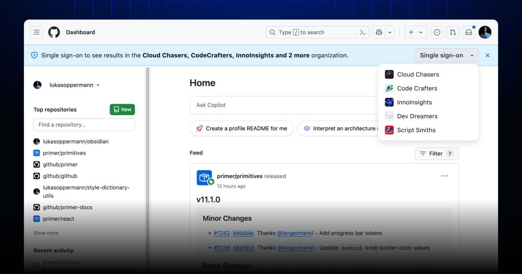 Single sign-on banners consolidated across GitHub - GitHub Changelog
