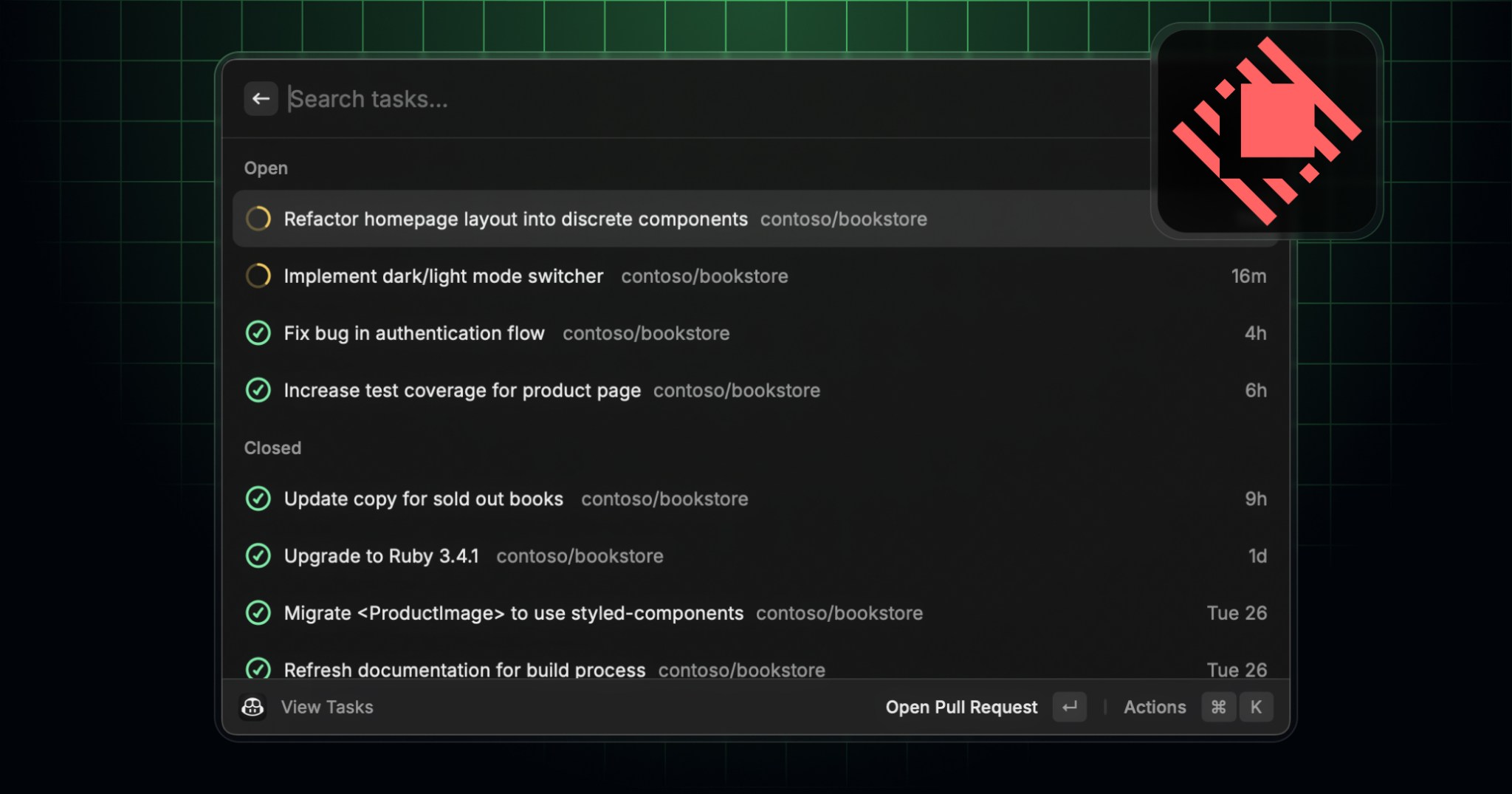 Start and track Copilot coding agent tasks from Raycast - GitHub Changelog