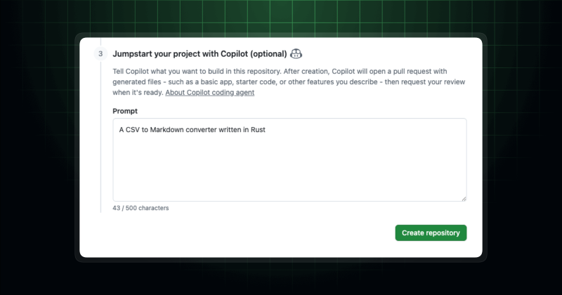 Start your new repository with Copilot coding agent - GitHub Changelog