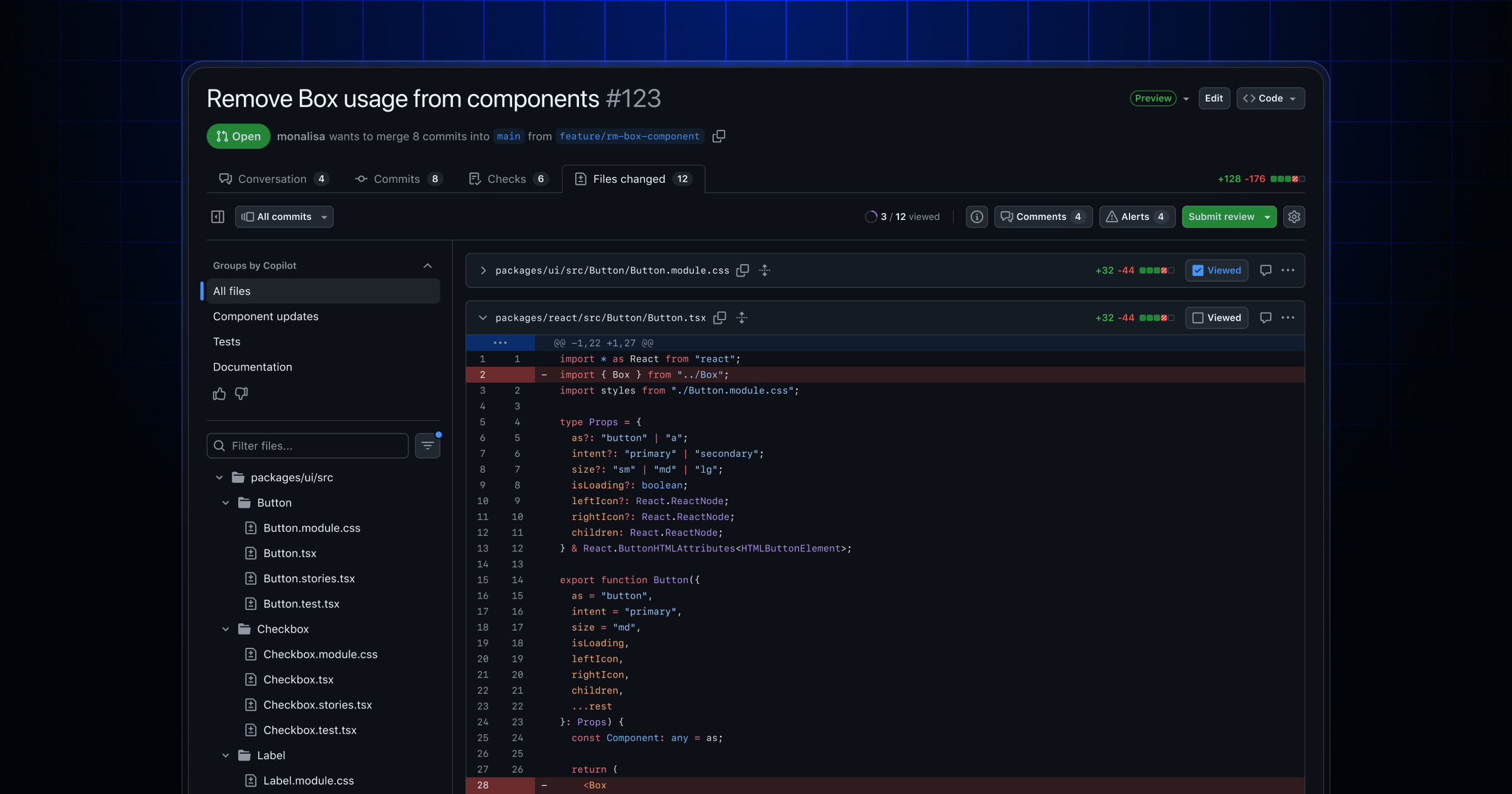 Improved pull request "Files changed" page on by default - GitHub Changelog