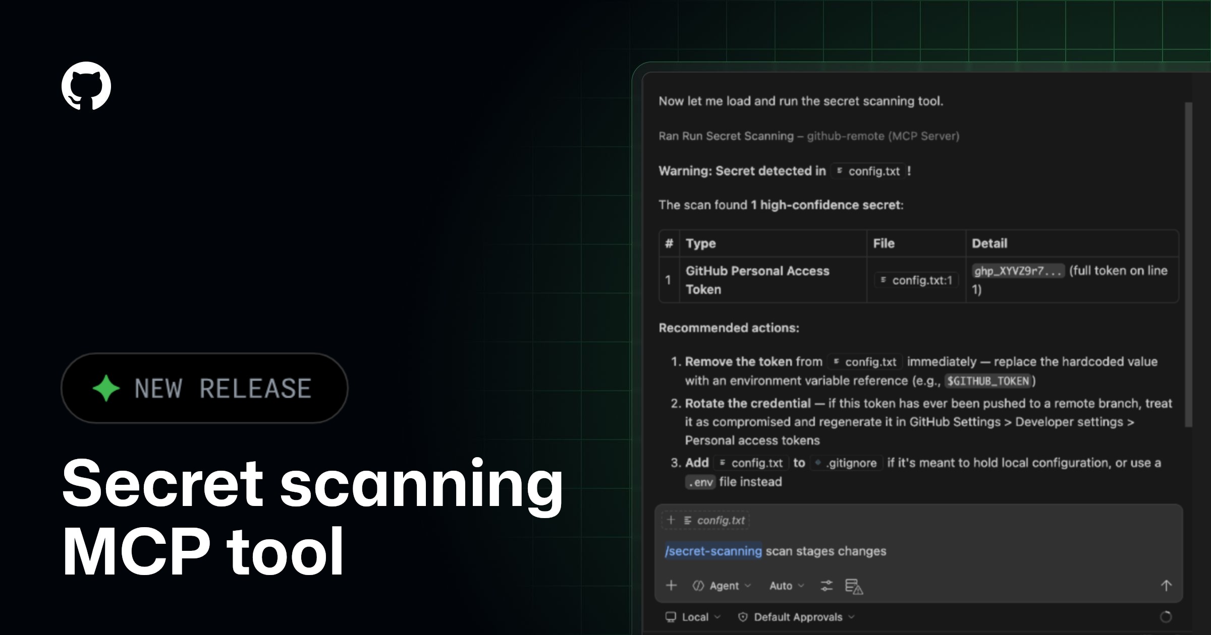 Secret scanning in AI coding agents via the GitHub MCP Server - GitHub ...