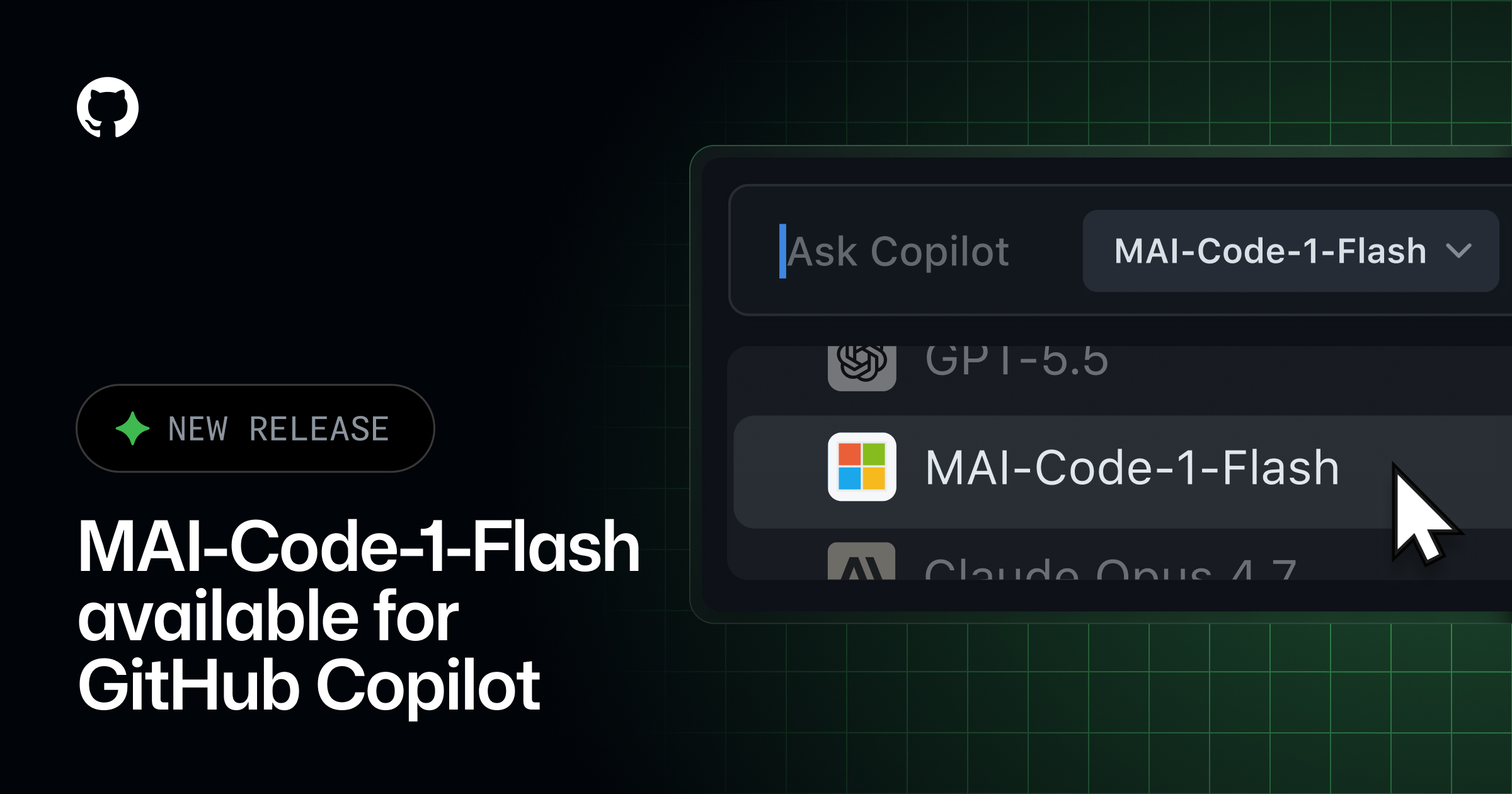 MAI-Code-1-Flash is now available for GitHub Copilot - GitHub Changelog